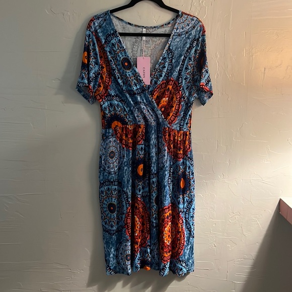Cathy | Dresses | Adorable Stretchy Nwt Cathy Floral Boho Dress Xl ...